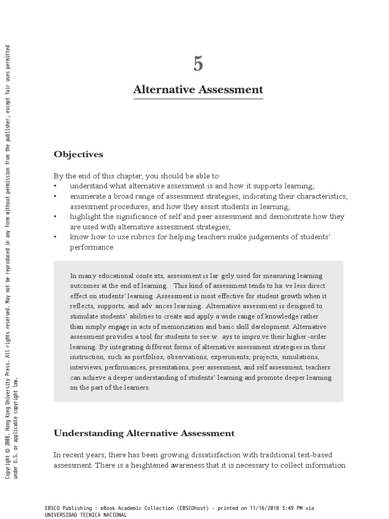 Alternative Assessment | PDF | Educational Assessment | Scientific Method
