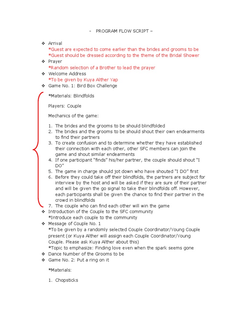 Bridal Shower Program | PDF | Bride | Wedding