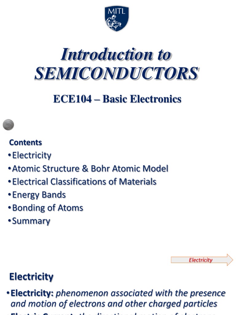 Introduction To Semiconductor PDF | PDF | Atoms | Electrical ...