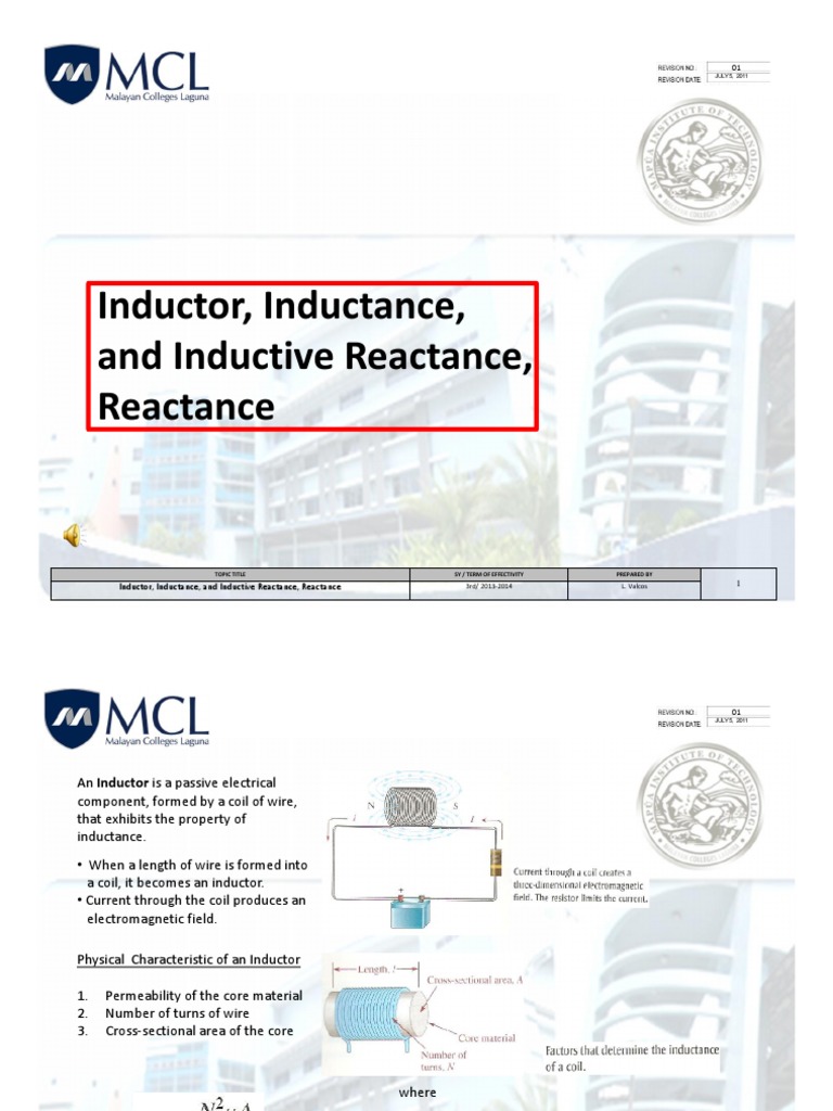 6 - Inductor, Inductance, and Inductive Reactance, Reactance PDF | PDF | Inductor | Inductance