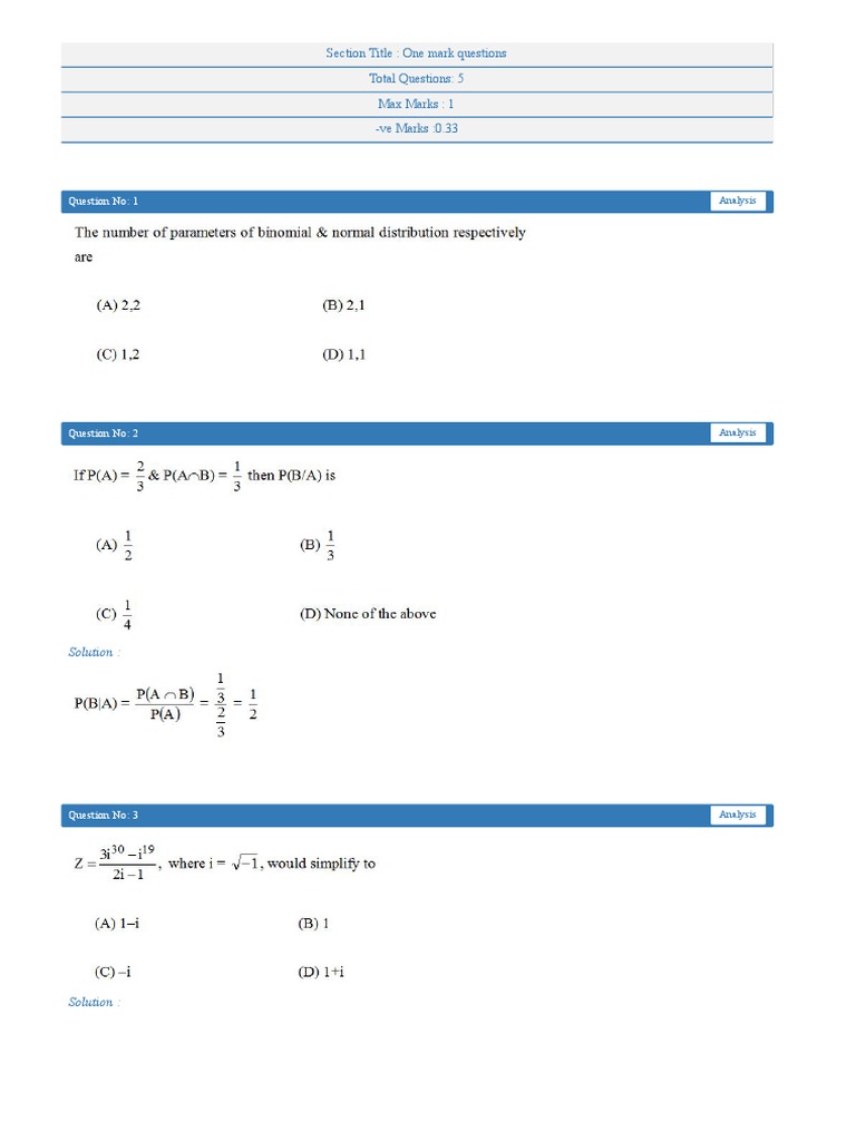 Question No: 1: Section Title: One Mark Questions Total Questions: 5 ...