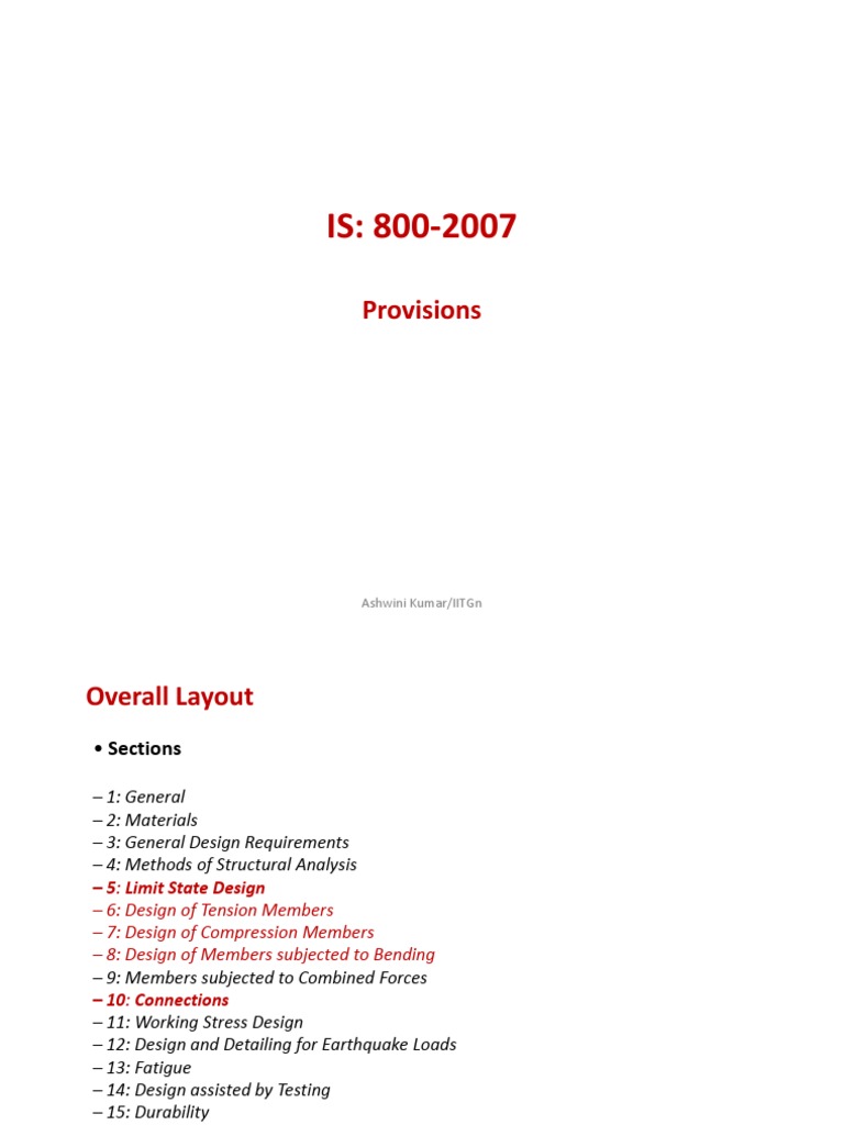 Is 800-2007 | PDF | Strength Of Materials | Bending