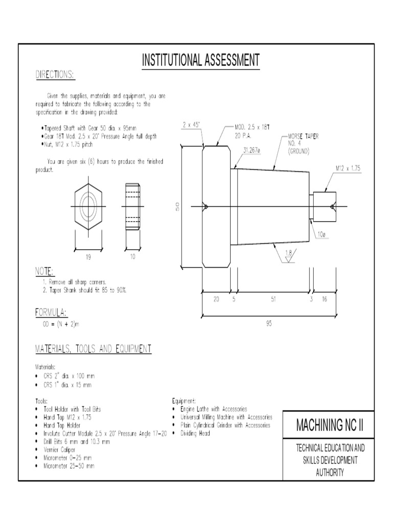 Machining NC II Assessment TESDA | PDF