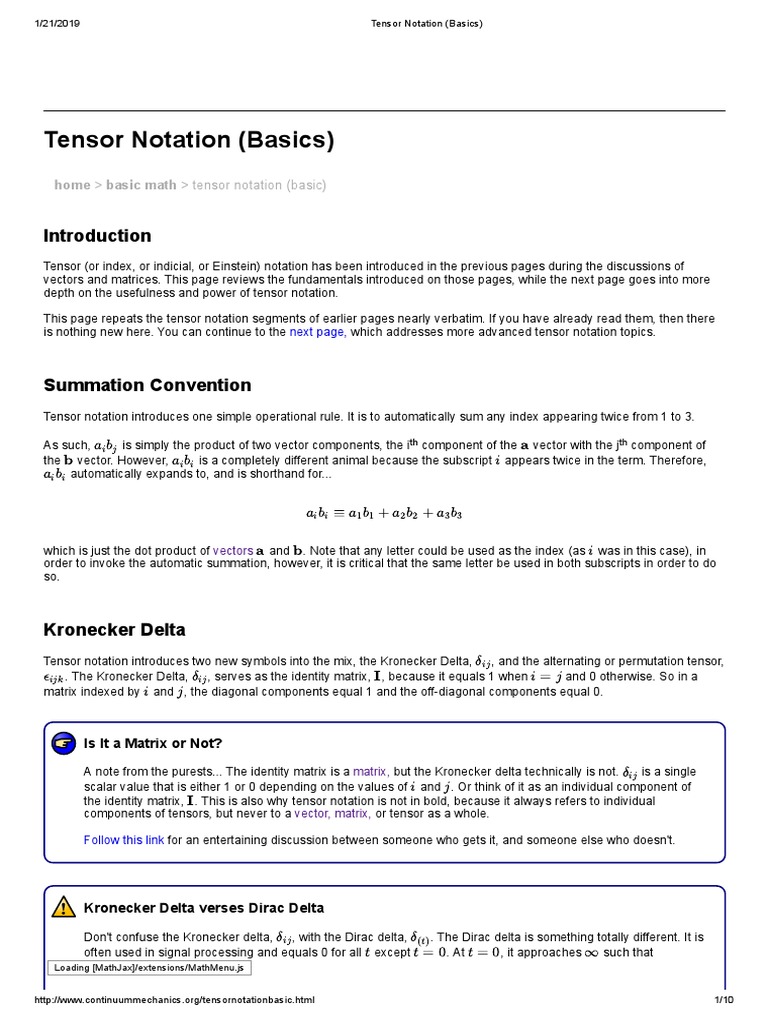 Tensor Notation Basics Guide | PDF | Tensor | Matrix (Mathematics)