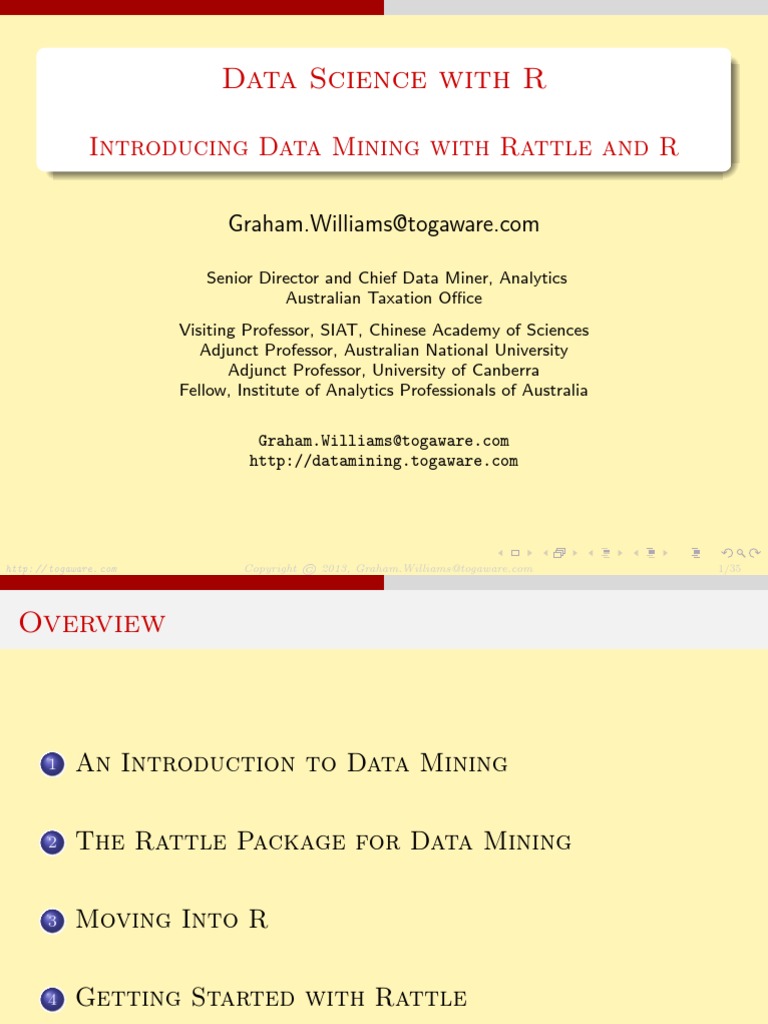 Introducing Data Mining With Rattle and R | PDF | R (Programming ...