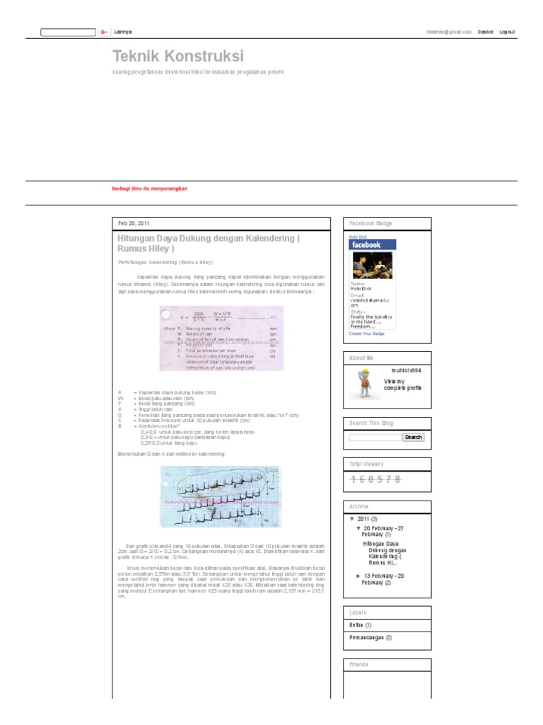 Teknik Konstruksi - Hitungan Daya Dukung Dengan Kalendering (Rumus ...