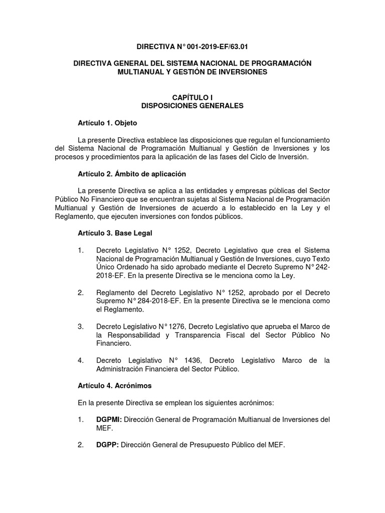 Directiva 001 - 2019 Ef6301 | PDF | Empresa de propiedad estatal ...