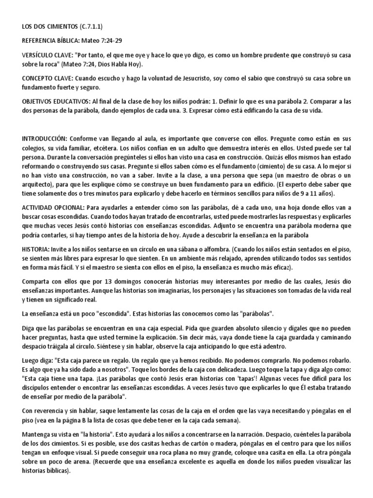 Los Dos Cimientos | PDF | Parábolas de Jesús | Parábola