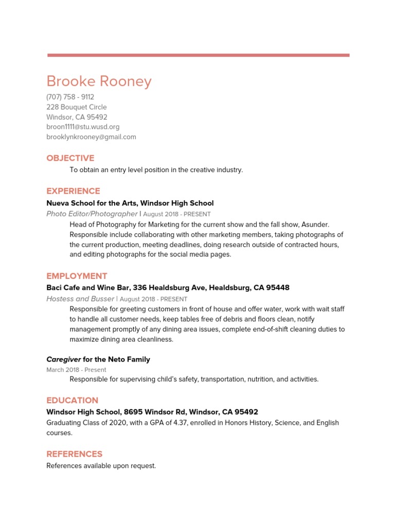 Brooke Rooney - Resume Rough Draft | PDF | Business