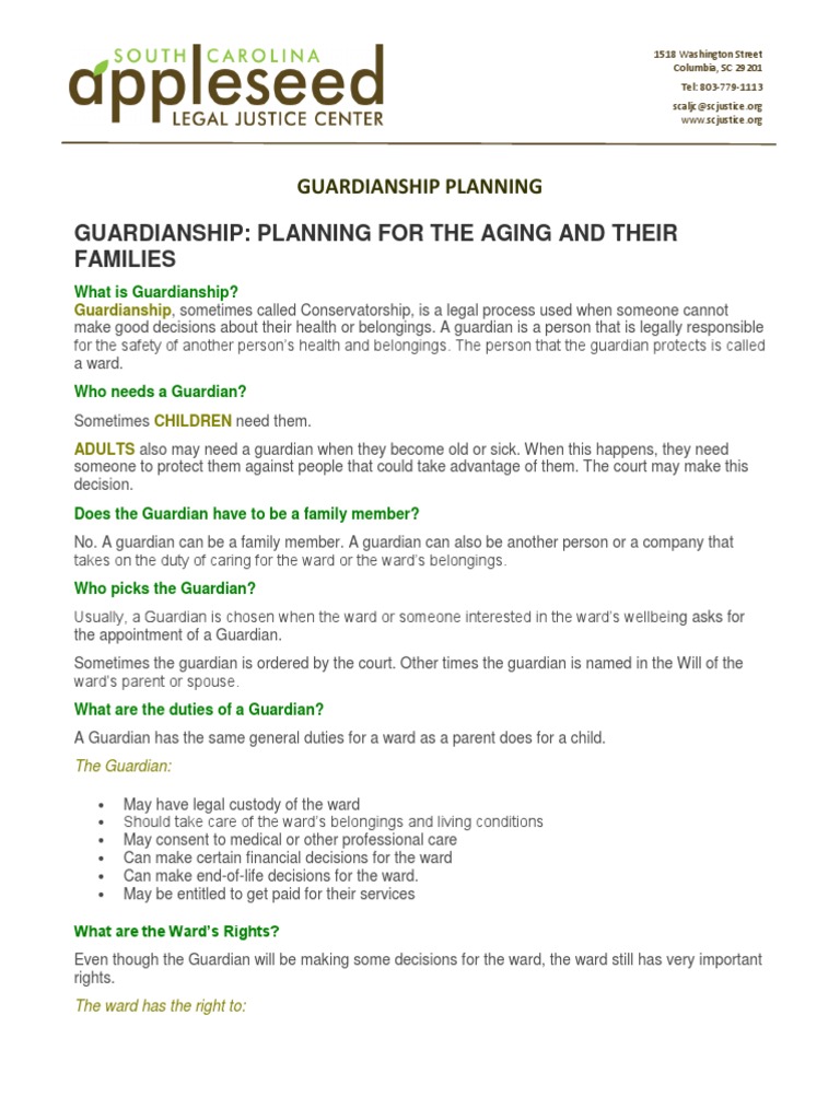 Guardianship Planning Brochure 2 | PDF | Legal Guardian | Social ...