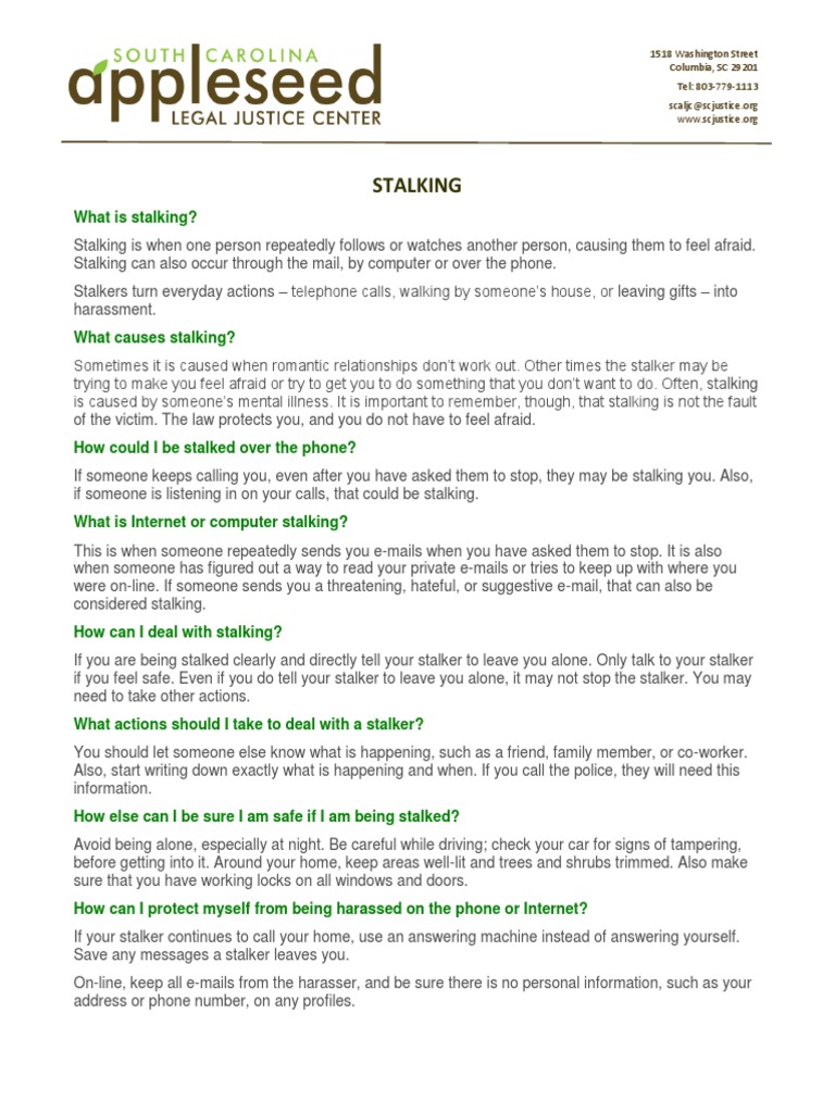 Stalking Brochure | PDF | Stalking | Misconduct