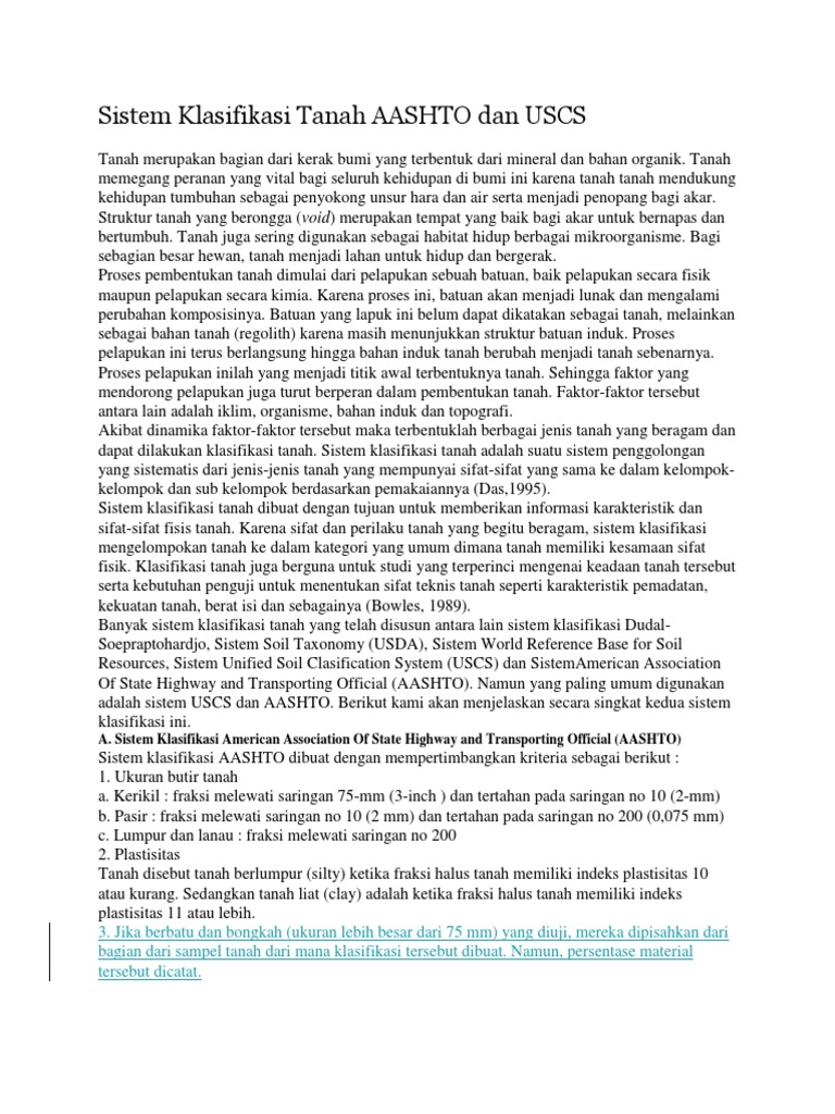 Sistem Klasifikasi Tanah AASHTO Dan USCS | PDF