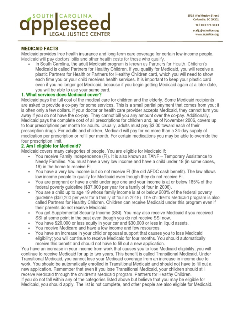 Medicaid Facts Brochure | PDF | Medicaid | Supplemental Security Income