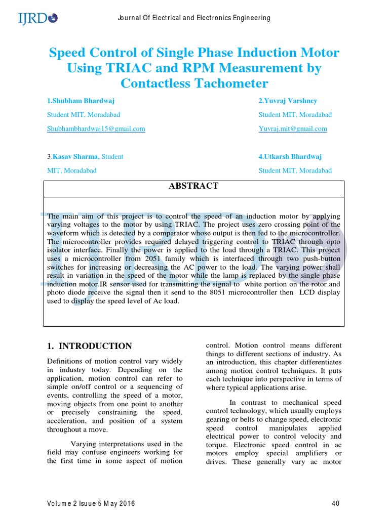TRIAC-Based Speed Control for Motors | PDF | Microcontroller ...