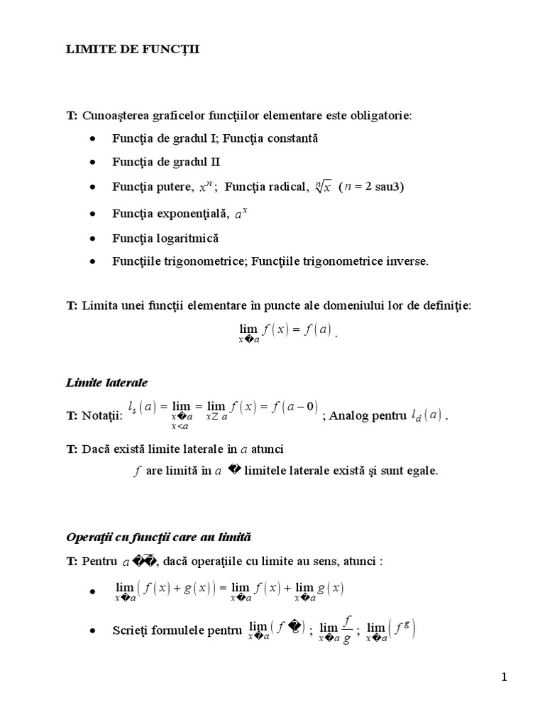 Calculul Limitelor de Functii | PDF