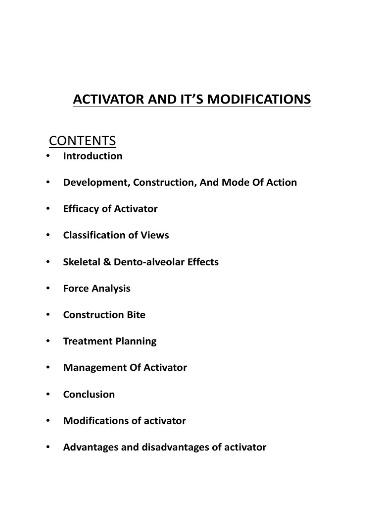 Activator Notes | PDF | Orthodontics | Mouth