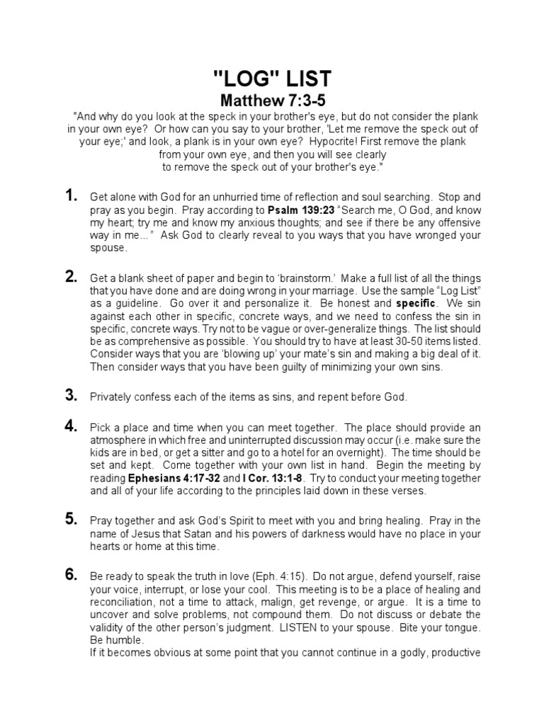 Marriage Log List | PDF | Sin | Forgiveness