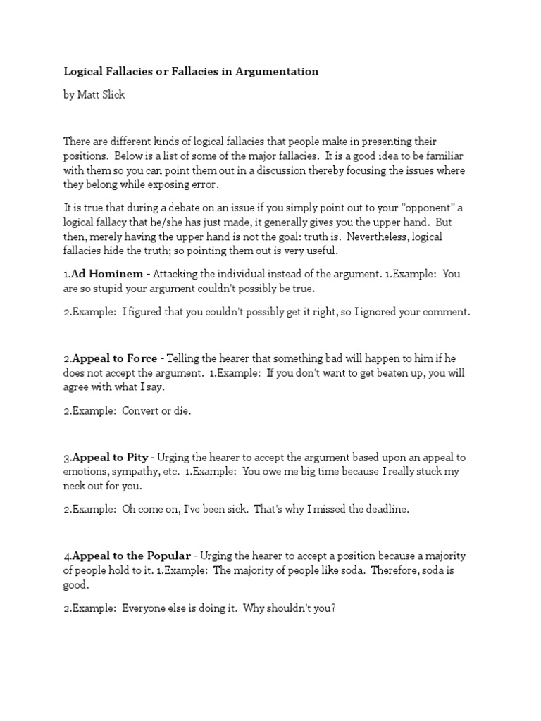 Fallacies in Argumentation | PDF | Epistemology | Logic