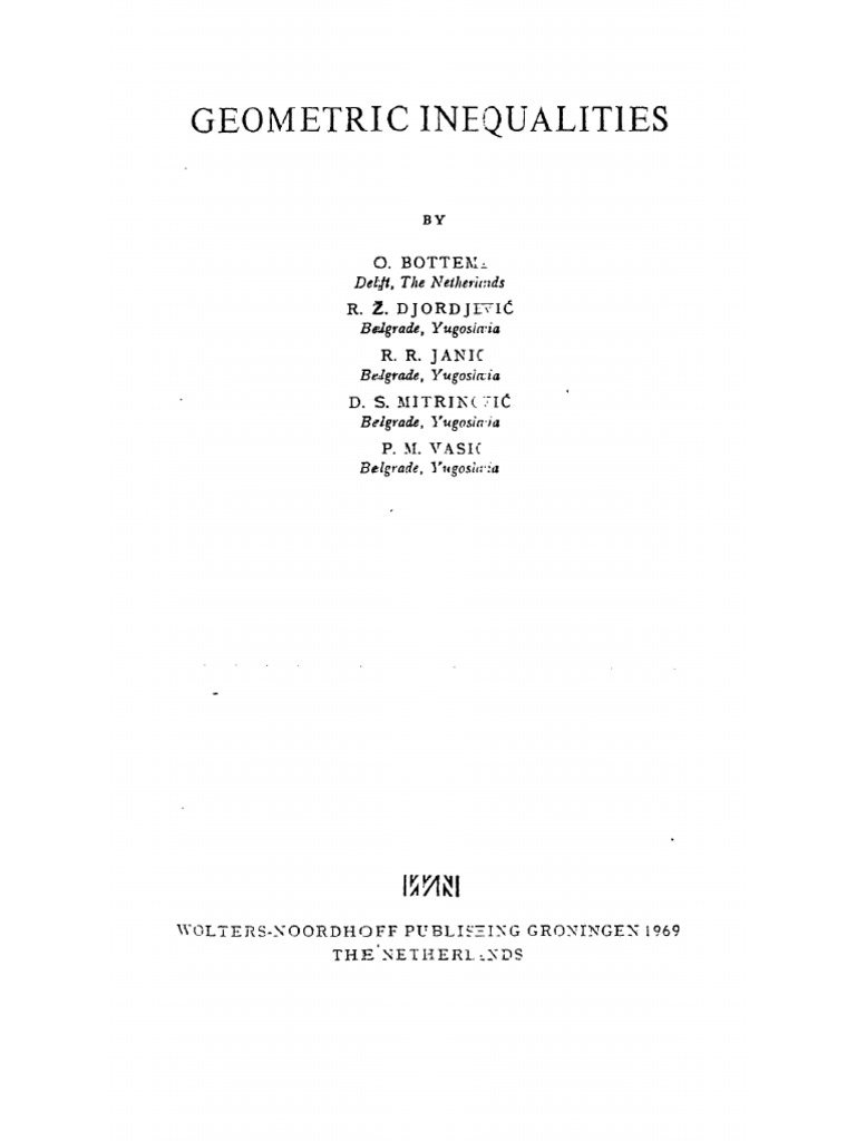 Geometric Inequalities - Bottema, Et. Al. (1968) PDF | PDF