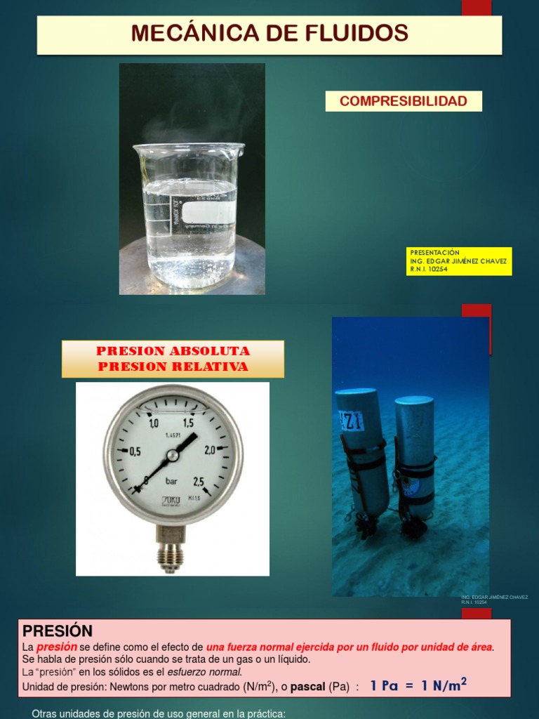 3.- Mecánica de Fluidos Compresibilidad | Presión | Gases
