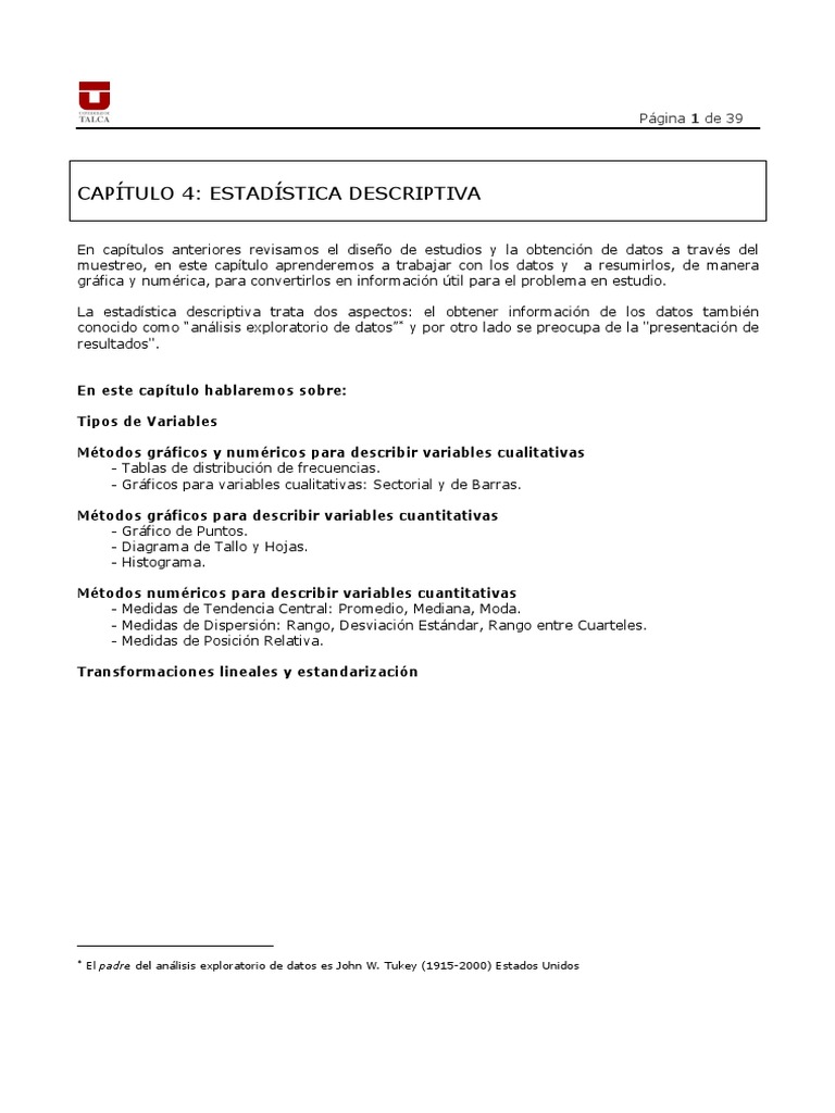 CAP - TULO 4 - Estadistica Descriptiva PDF | PDF