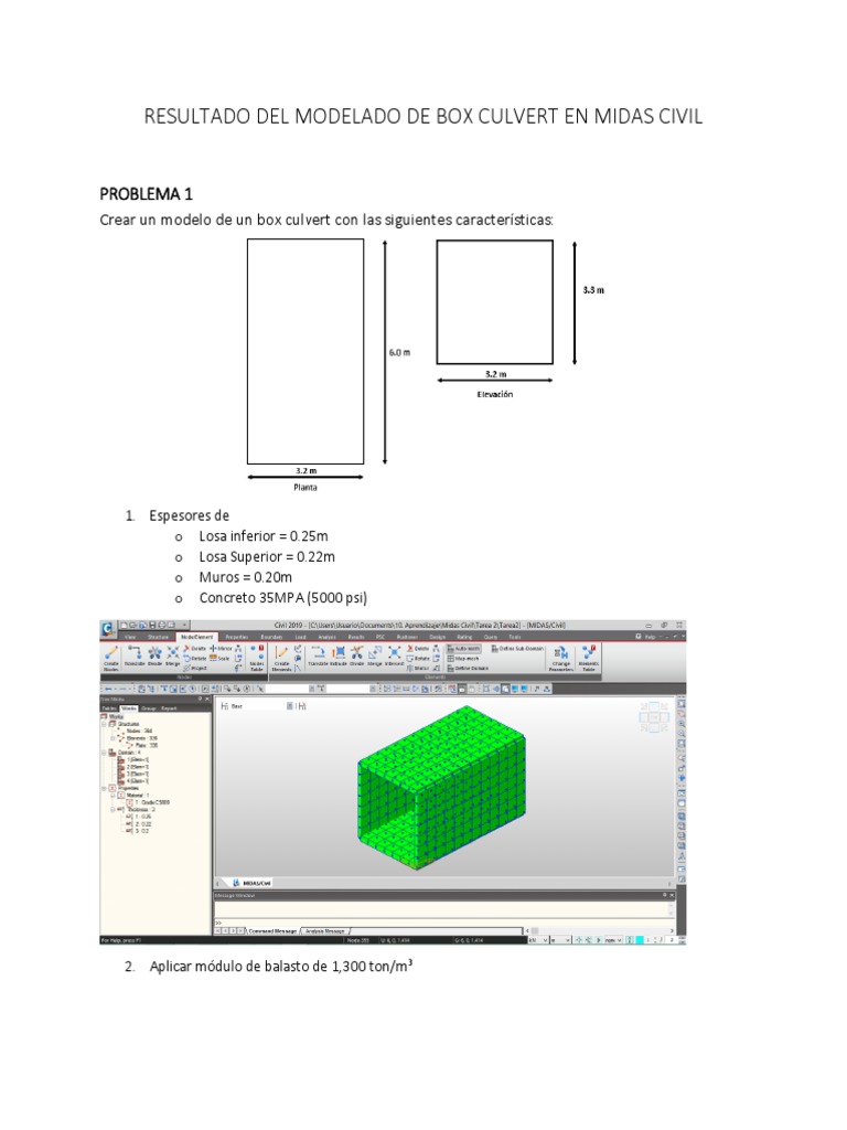 Resultados Del Modelado de Box Culvert en Midas Civil | PDF