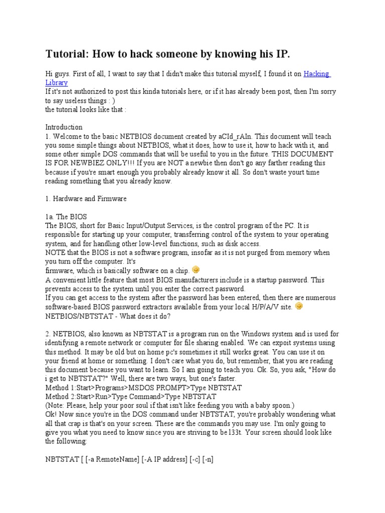 Hacking With Ip Address | PDF | Communications Protocols | Networking ...