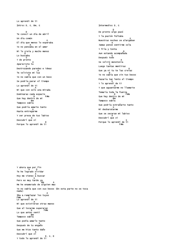 Ha Ash Lo Aprendi de Ti | PDF