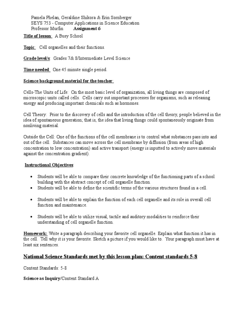 National Science Standards Met by This Lesson Plan: Content Standards 5 ...