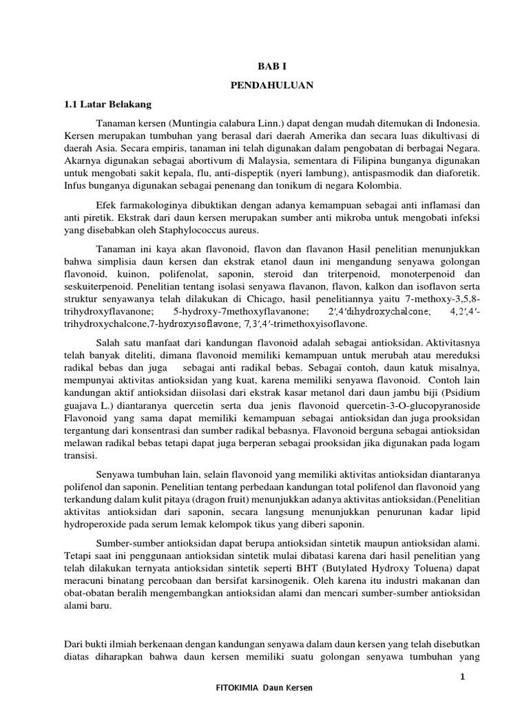 Laporan Fitokimia Daun Kersen | PDF