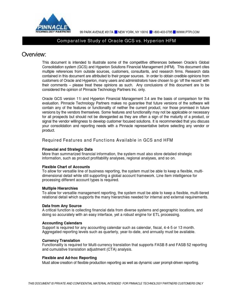 Overview:: Comparative Study of Oracle GCS vs. Hyperion HFM | PDF ...