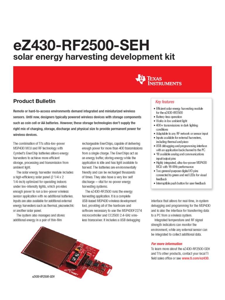Solar Energy Harvesting Development Kit | PDF | Energy Harvesting ...