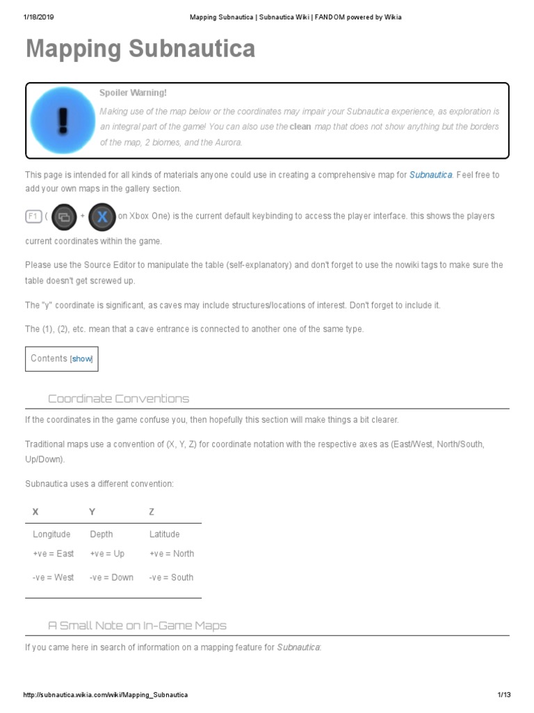 Mapping Subnautica - All Coordinates | PDF | Nature