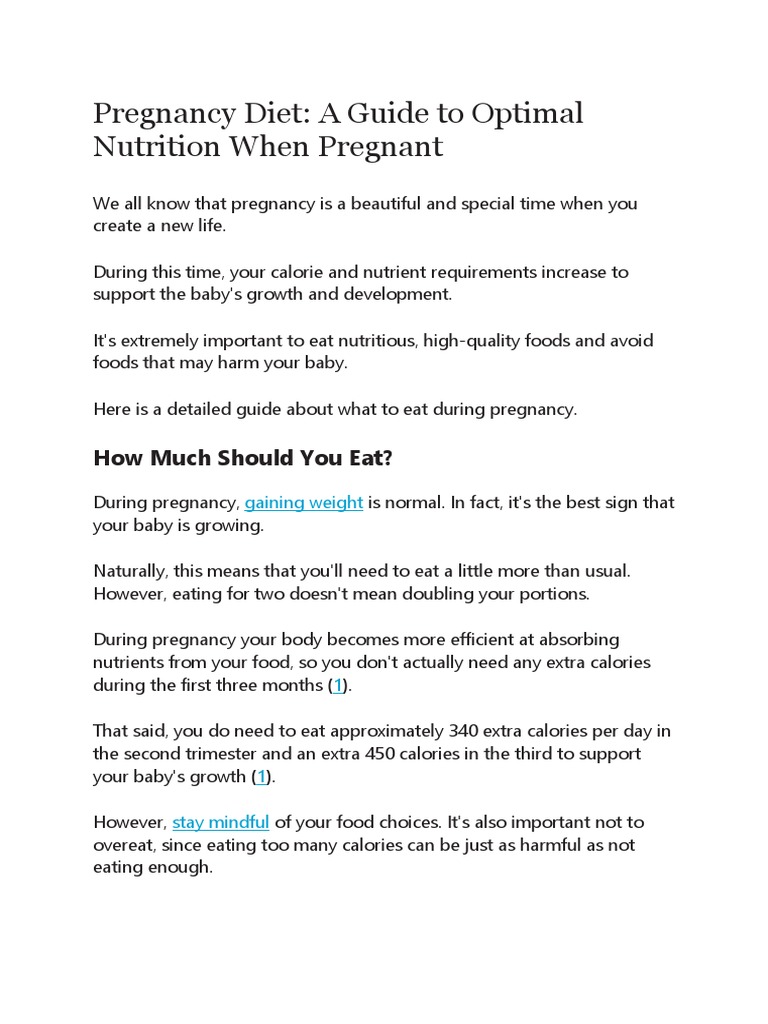 Pregnancy Diet: A Guide To Optimal Nutrition When Pregnant: How Much ...