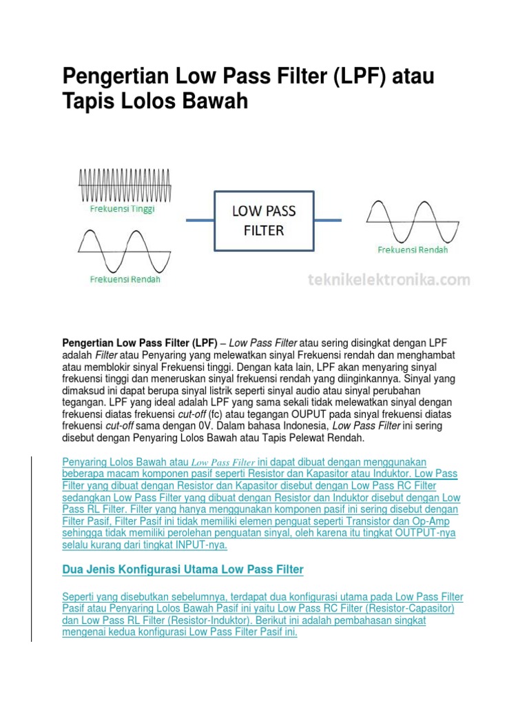 Pengertian Low Pass Filter | PDF