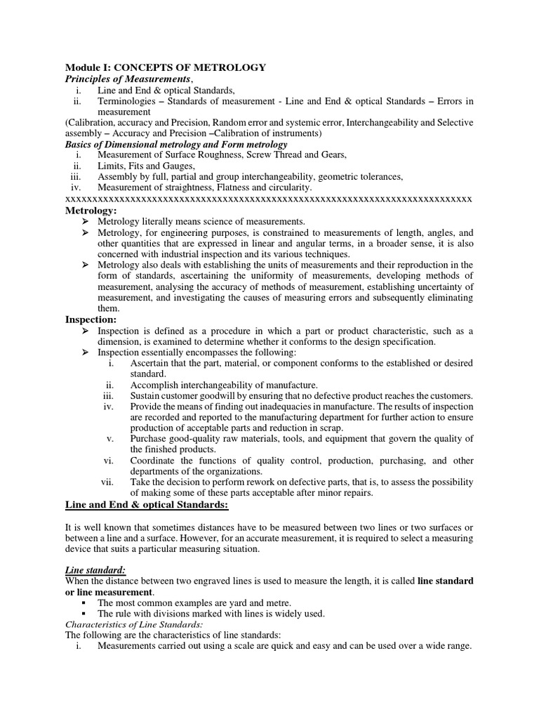 Principles of Measurements,: Module I: Concepts of Metrology | PDF ...