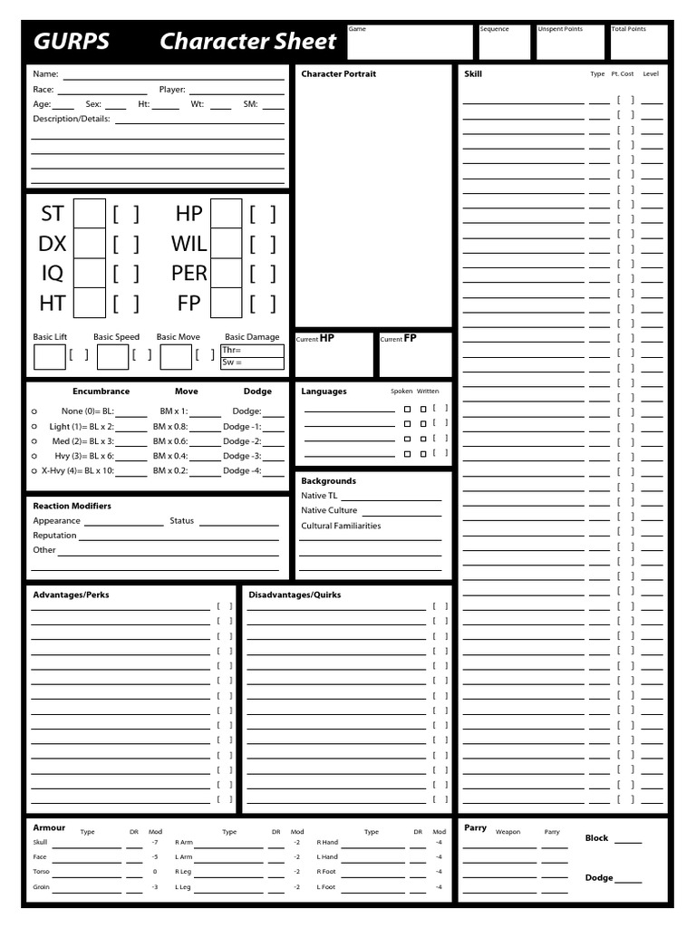 GURPS Characters Sheet v2 | PDF | Leisure | Sports