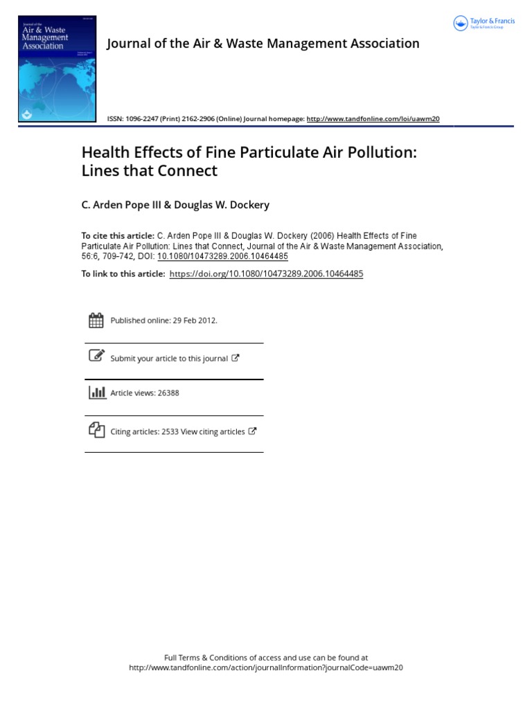 Health Effects of Fine Particulate Air Pollution Lines That Connect ...