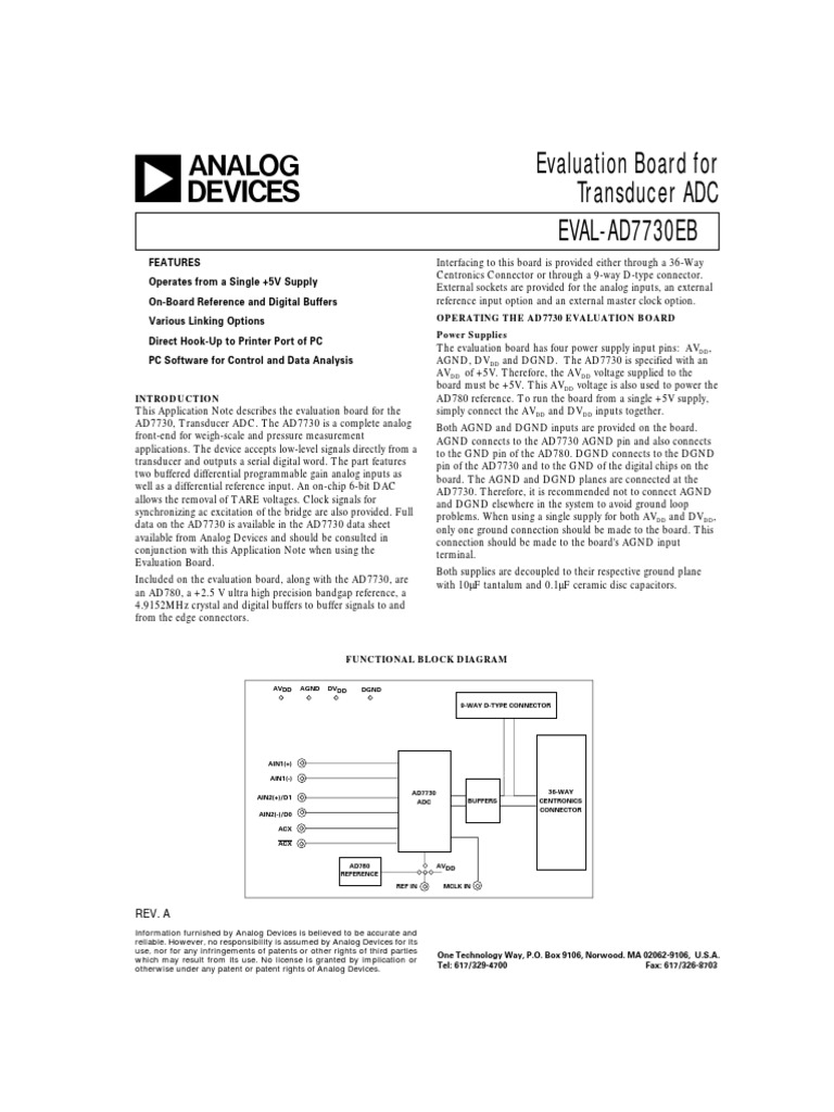 AD7730 EvalBoard | PDF | Electrical Connector | Input/Output