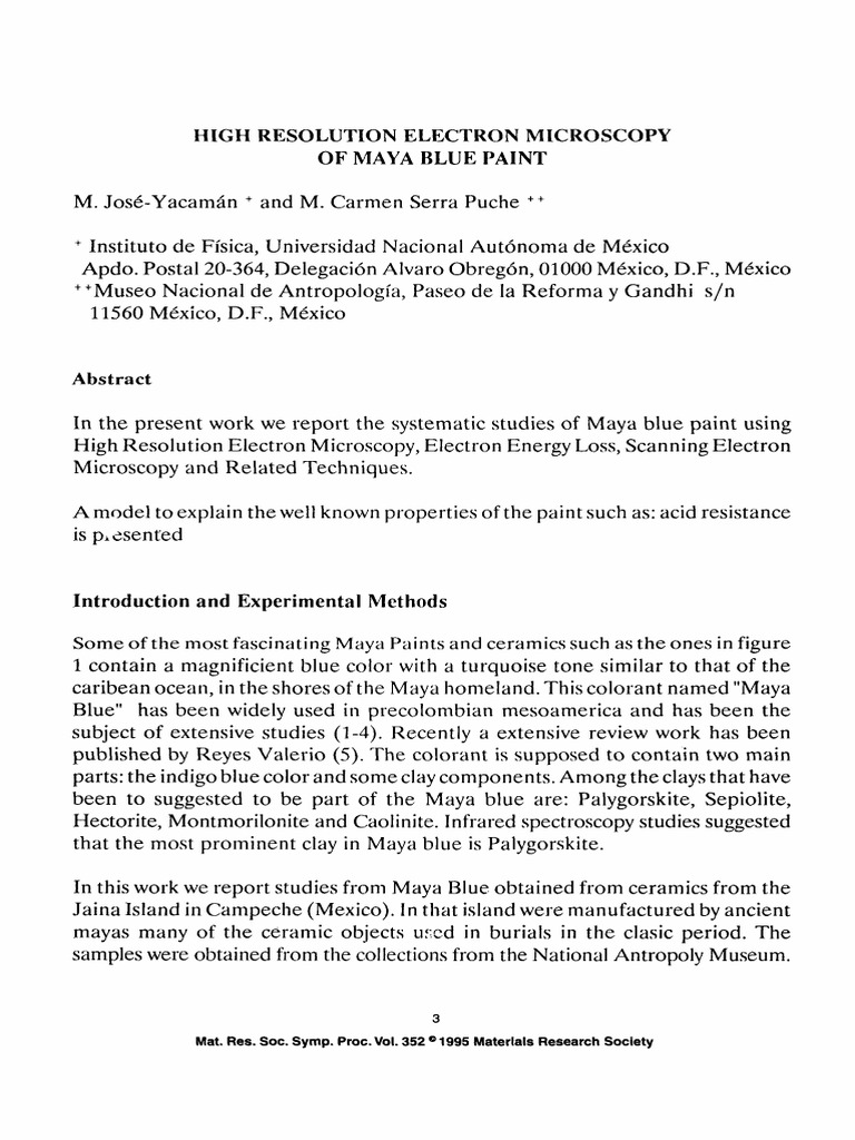 High Resolution Electron Microscopy of Maya Blue Paint | PDF ...