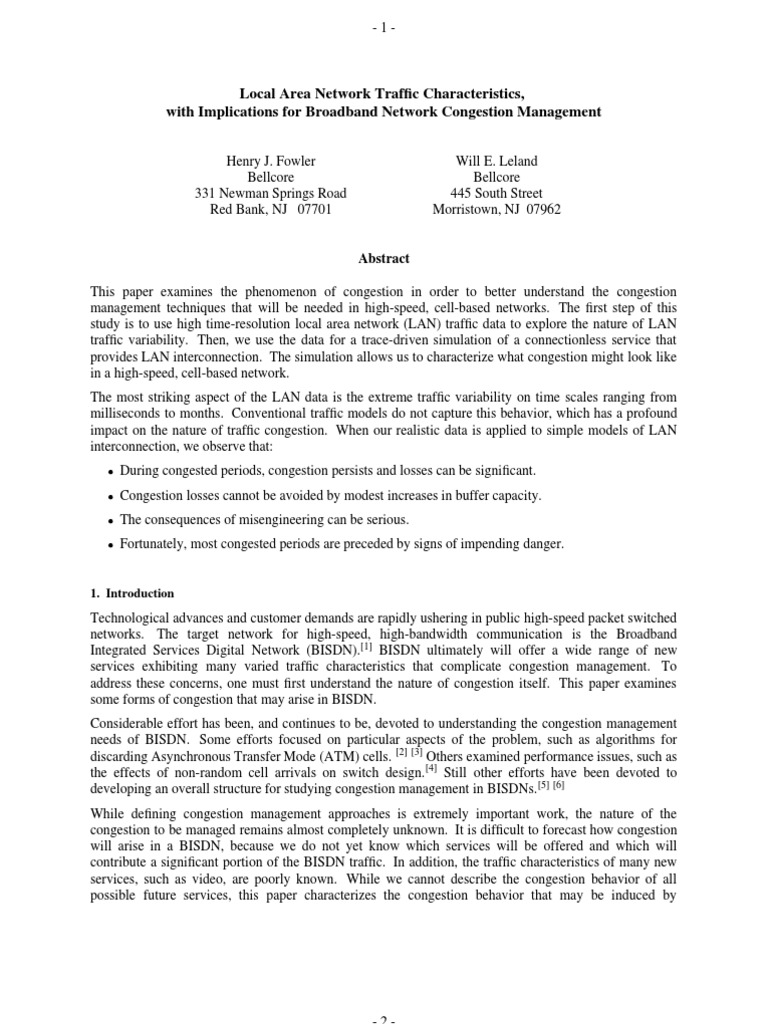 LAN Traffic Characteristics | PDF | Network Congestion | Asynchronous ...