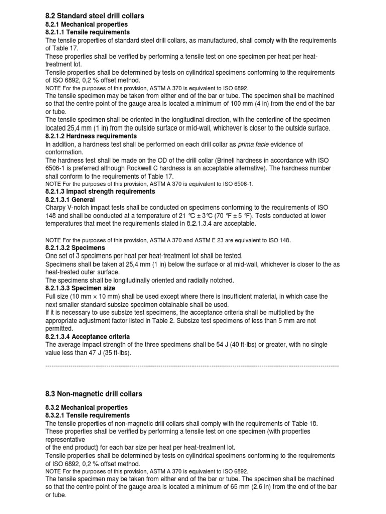 API Spec 7-1 Brief Material Requirements | PDF | Pipe (Fluid Conveyance ...