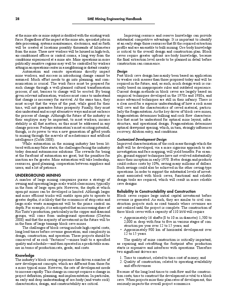 28 Sme Mining Engineering Handbook | PDF | Mining | Automation