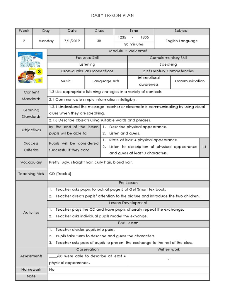 Y3 Listening | PDF | Teachers | Lesson Plan