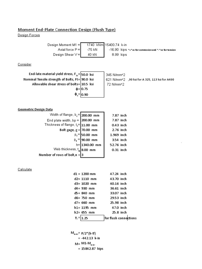End Plate Connection Design Per AISC | PDF