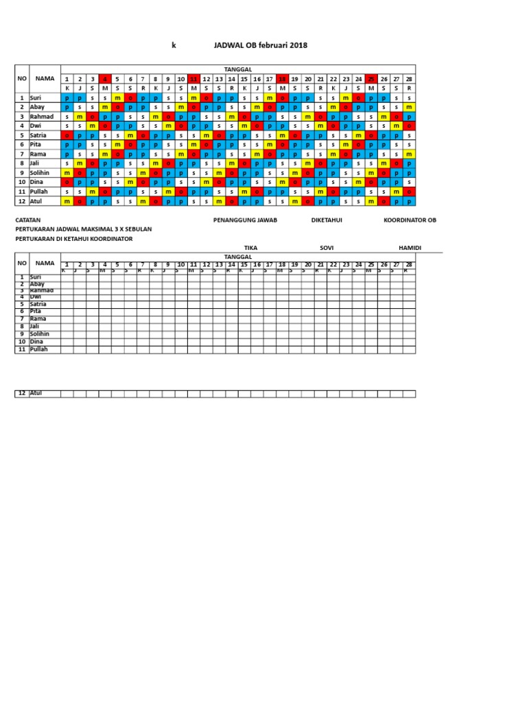 Jadwal Ob Feb | PDF