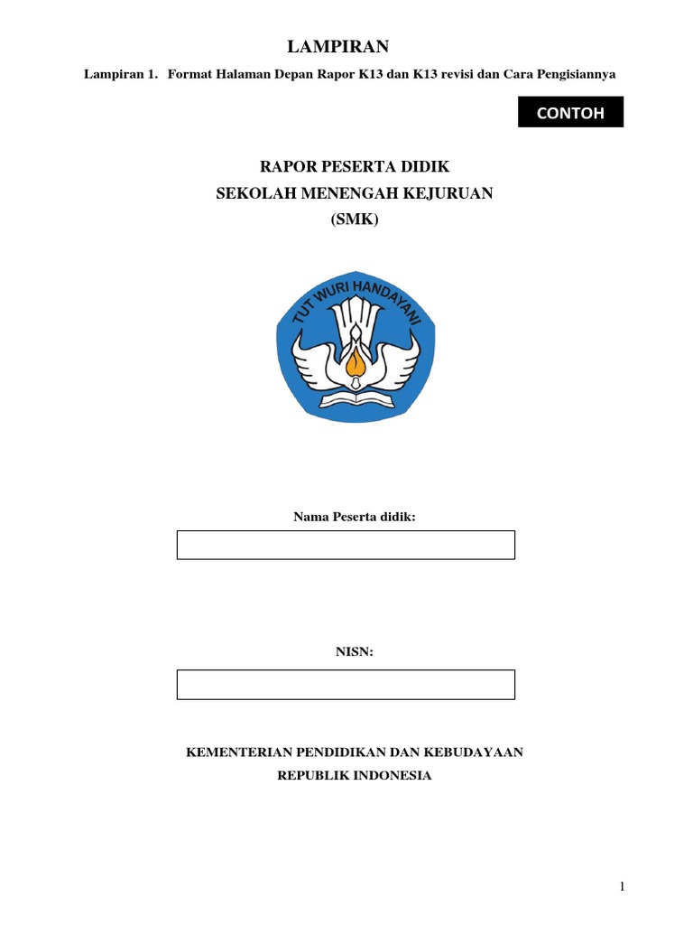 Contoh Rapor K13 Revisi | PDF