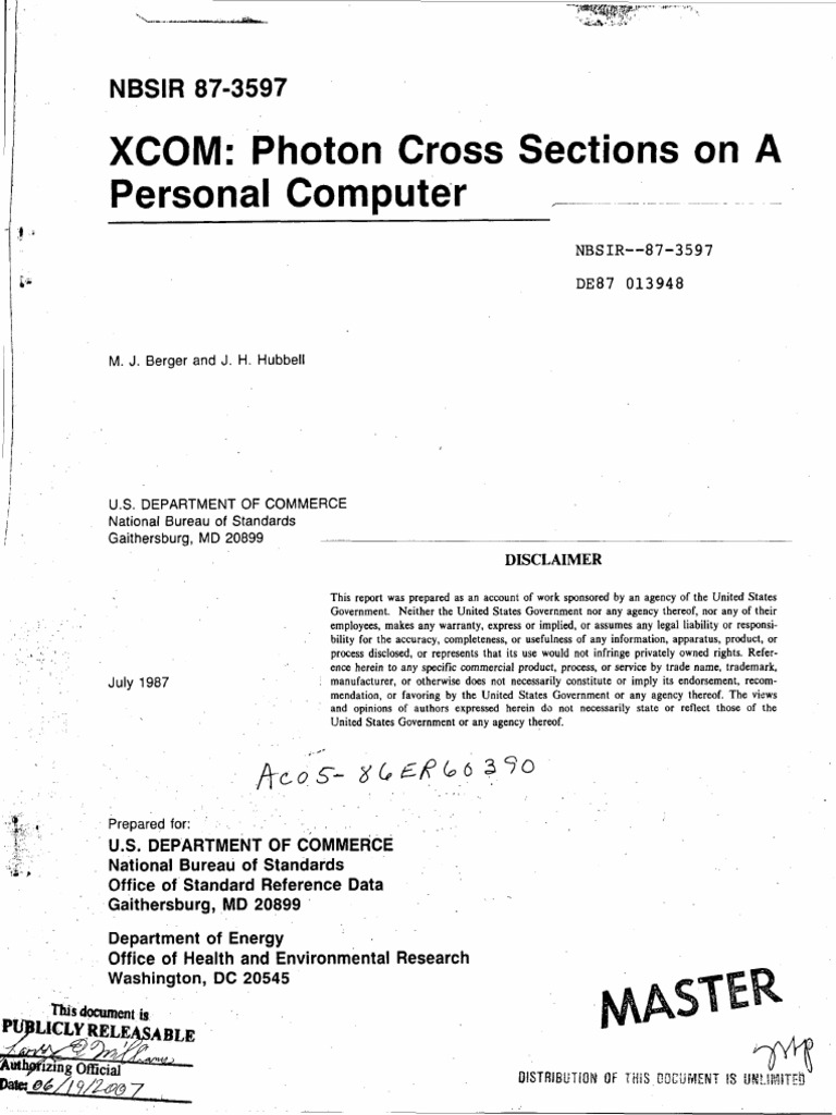 Photon Cross Sections On: Xcom: A | PDF | Cross Section (Physics ...