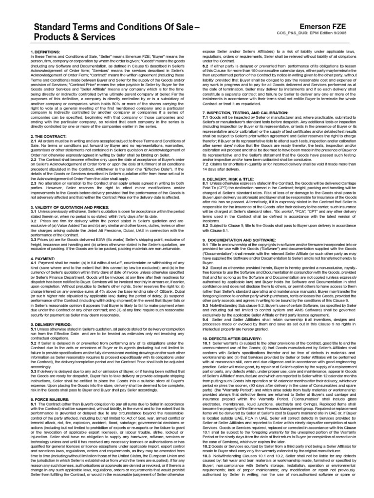 Emerson FZE T&C | PDF | Damages | Tort