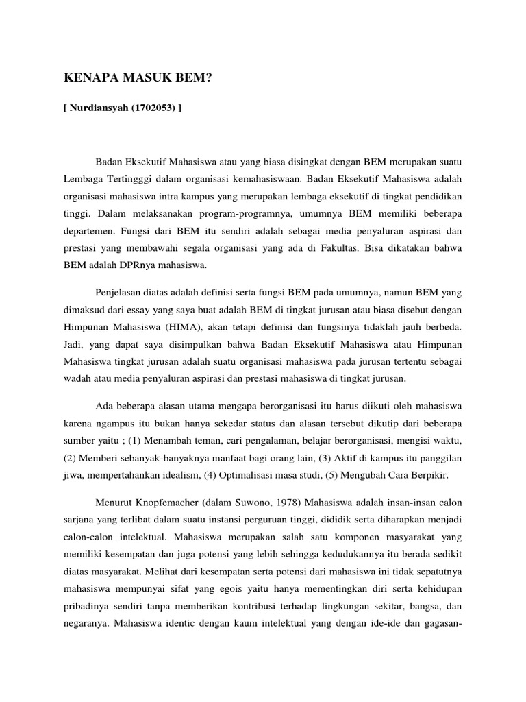 Alasan Masuk BEM | PDF
